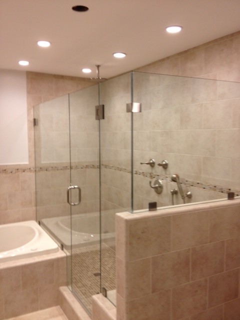 Frameless Shower Enclosure With 90 Degree Return Traditional Shower