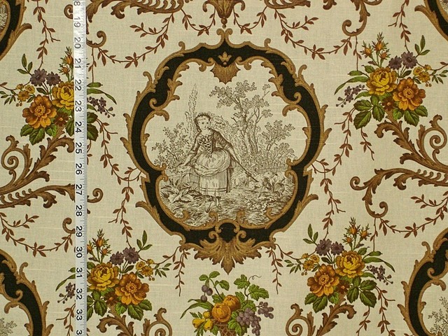 Pierre Deux black toile fabric country, Standard Cut - Traditional ...