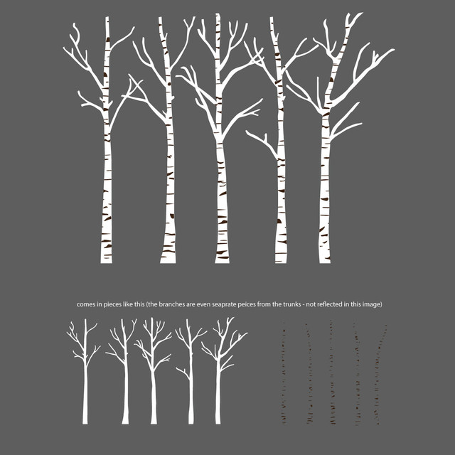 Birch Trees Silhouettes Forrest Wall Decal - Modern - Wall Decals - by ...