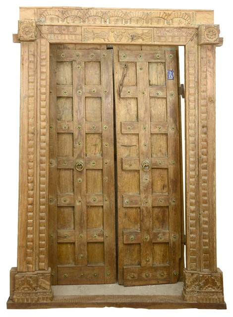 Camelot Gothic Reclaimed Teak Wood Door & Frame - Victorian - Interior ...