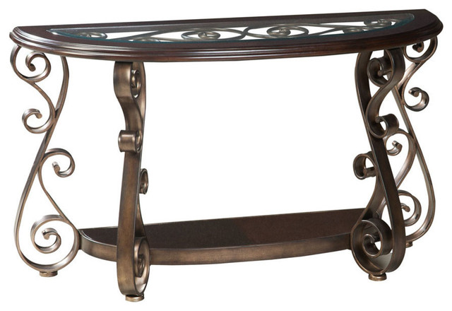 Standard Furniture Bombay Half Moon Glass Top Console Table ...