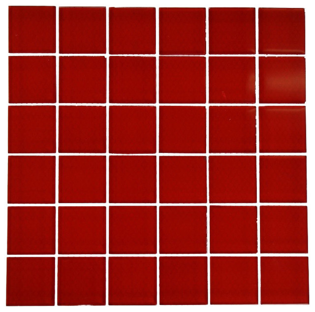 Loft Cherry Red Polished 2 X 2 Glass Tiles - Traditional - Tile - by ...