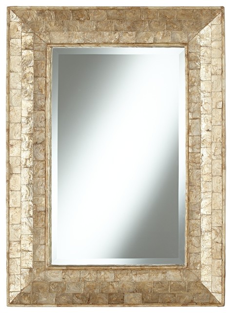 Coastal Golden Capiz Shell 32 1/4" High Framed Wall Mirror ...