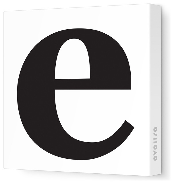 Letter - Lower Case 'e' Stretched Wall Art, 18" x 18", Black