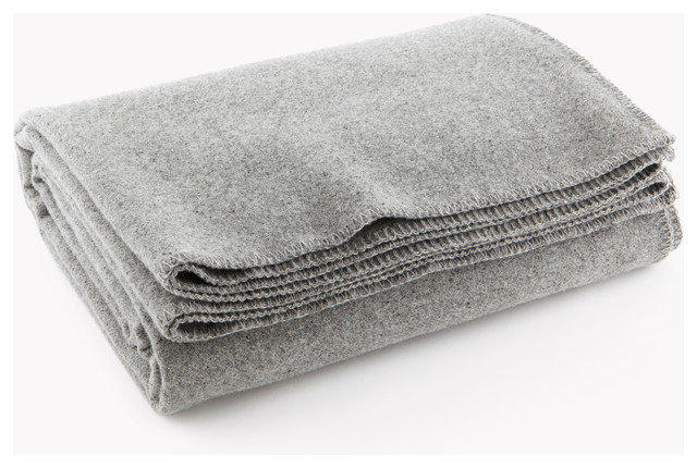 Pure & Simple Wool Blanket, Light Heather Gray, Twin - Contemporary ...
