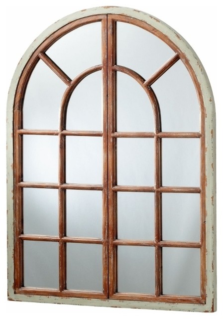 Distressed Green Wood Arch Gate Mirror - Transitional - Wall Mirrors ...
