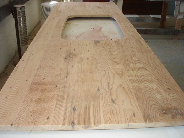 Nantucket reclaimed lumber heart pine counter top - Kitchen Countertops ...