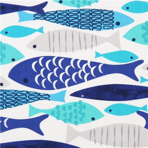 white fish fabric Mod Fish by Michael Miller USA - Fabric - by ModeS ...