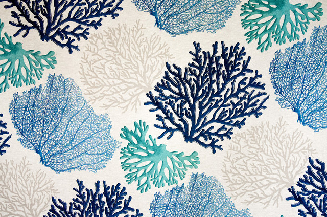 Blue Coral Fabric Aqua Ocean - Beach Style - Fabric - other metro - by ...