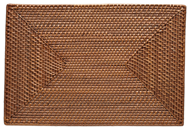 Rectangular Rattan Placemats, Set of 2, Honey Brown - Contemporary ...
