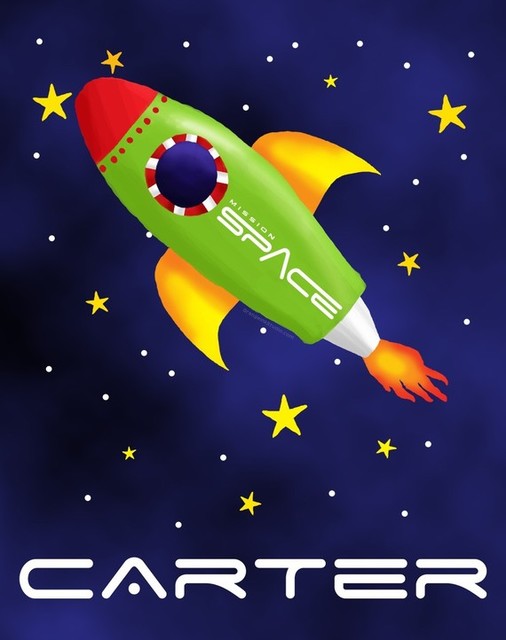 Rocket Ship Name Print by Ink Tree Press - Eclectic - Kids Decor - by Etsy