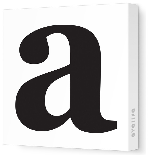 Letter - Lower Case 'a' Stretched Wall Art, 28" x 28", Black ...