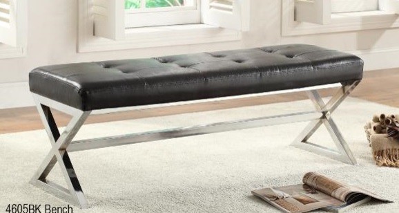 Black Leather Modern X Base Bench - Contemporary - Indoor Benches ...