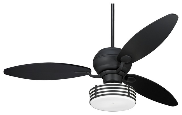 Contemporary 60" Spyder™ Matte Black Ceiling Fan with Light Kit ...
