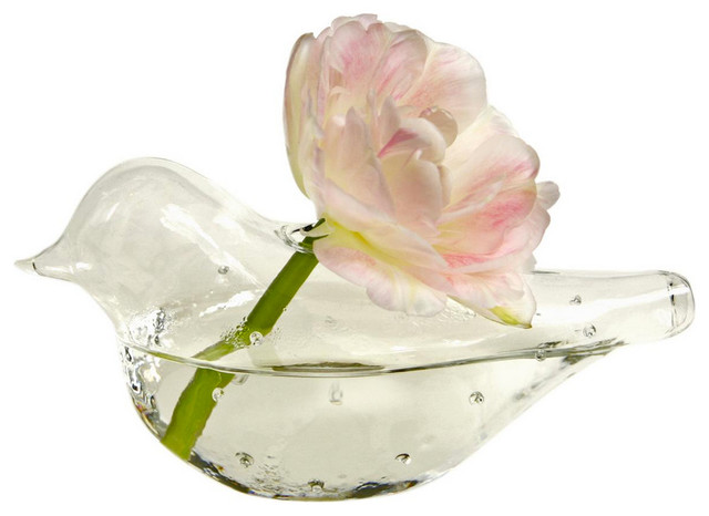 Glass Bird Vase, Large - Contemporary - Vases - by The Cross Decor & Design