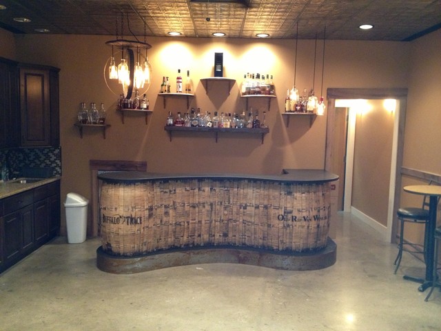 Whiskey barrel bar