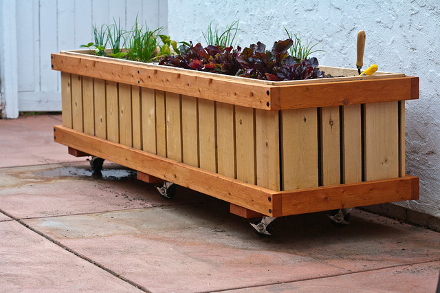 M28, 2 x 7.5' x 25" Mobile Planter - Modern - Outdoor Pots And Planters ...