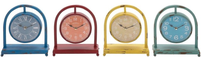 The Unique Metal Desk Clock 4 Assorted - Modern - Desk And Mantel ...