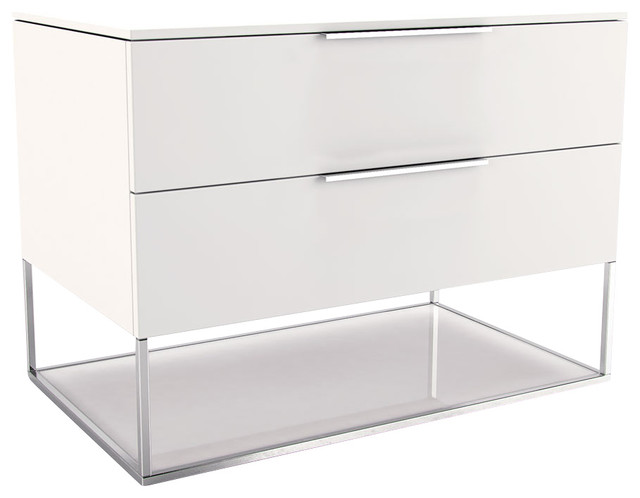 Bowery Nightstand, White Matte-White Glass - Contemporary - Nightstands ...