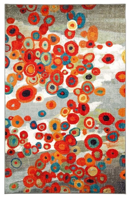 Contemporary Tossed Floral Rectangle Multicolor Area Rug - Contemporary ...