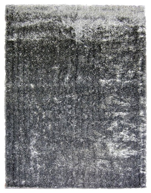 Priscilla Shag Rug Shiny Black and White 9'x12' - Contemporary - Rugs ...