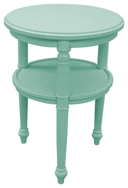 New Side Table Light Blue Painted Hardwood Round - Traditional - Side ...