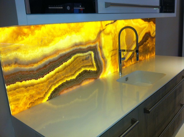 Backlit onyx splashback with our Edge2Edge LED panel.