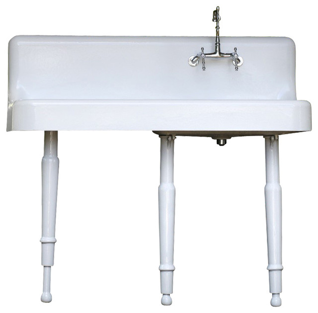 Consigned 1923 Refinished Legged Cast Iron High Back Farmhouse Sink Lg ...