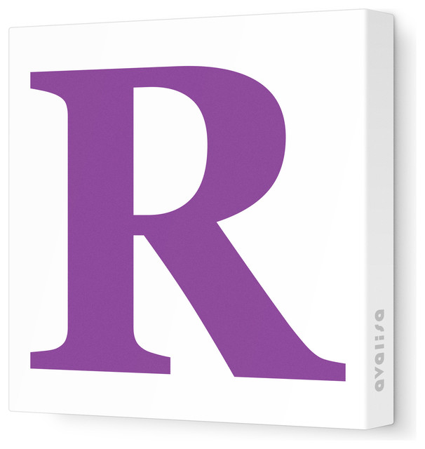 Letter - Upper Case 'R' Stretched Wall Art, 28" x 28", Purple