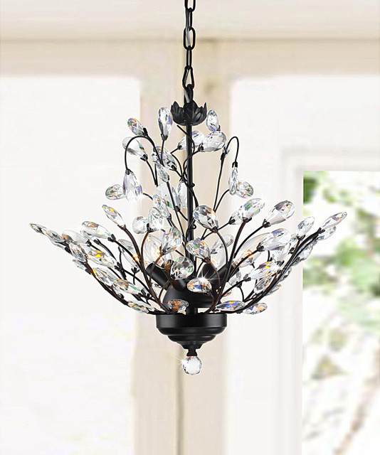 Holly 4 Light Antique Copper Crystal Leaves Chandelier - Contemporary ...