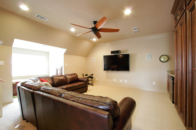 Attic Conversion Media Room - Traditional - Home Theater - houston - by ...