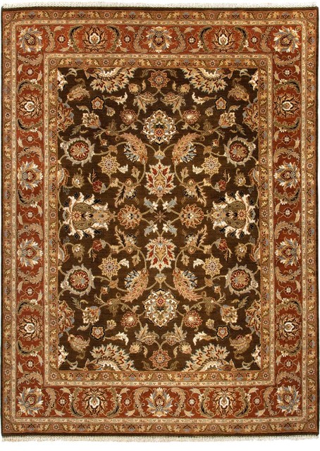 Hand-Knotted Oriental Pattern Wool brown/Red Area Rug, Brown/Red, 10x14 ...