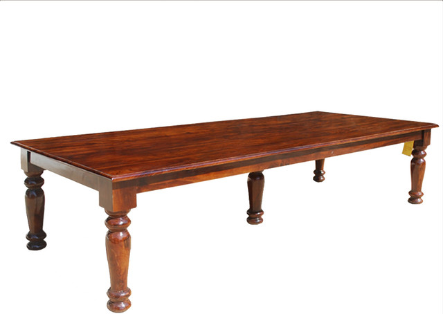 130" Rustic Large Solid Wood Rectangular Dining Table For 12 People ...
