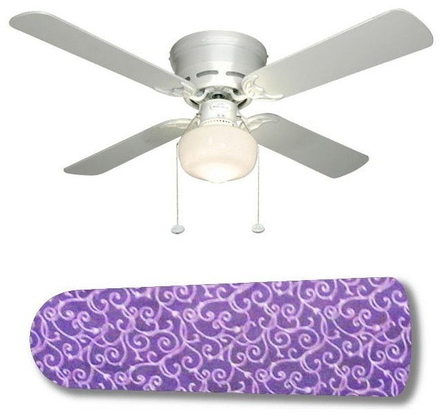 Purple Glass Shade Ceiling Fan
